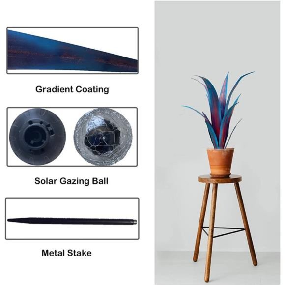 Accents | Metal Agave Tequila Rustic Sculpture With Solar Gazing Ball ...